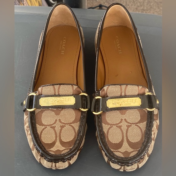 Shoes | Coach Felisha Loafers Signature C Logo Shoes Slip On Fabric ...